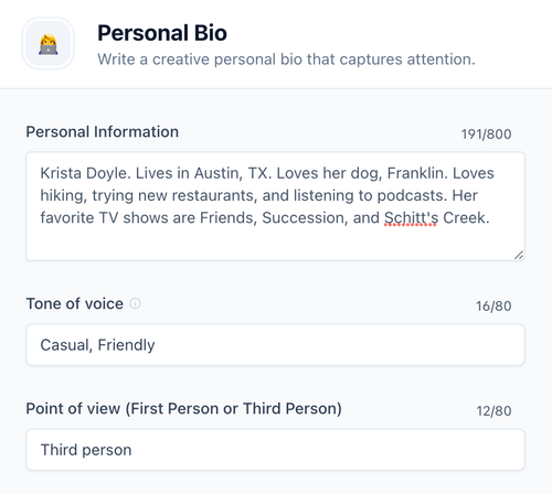 Personal Bio Generator: Powered by AI
